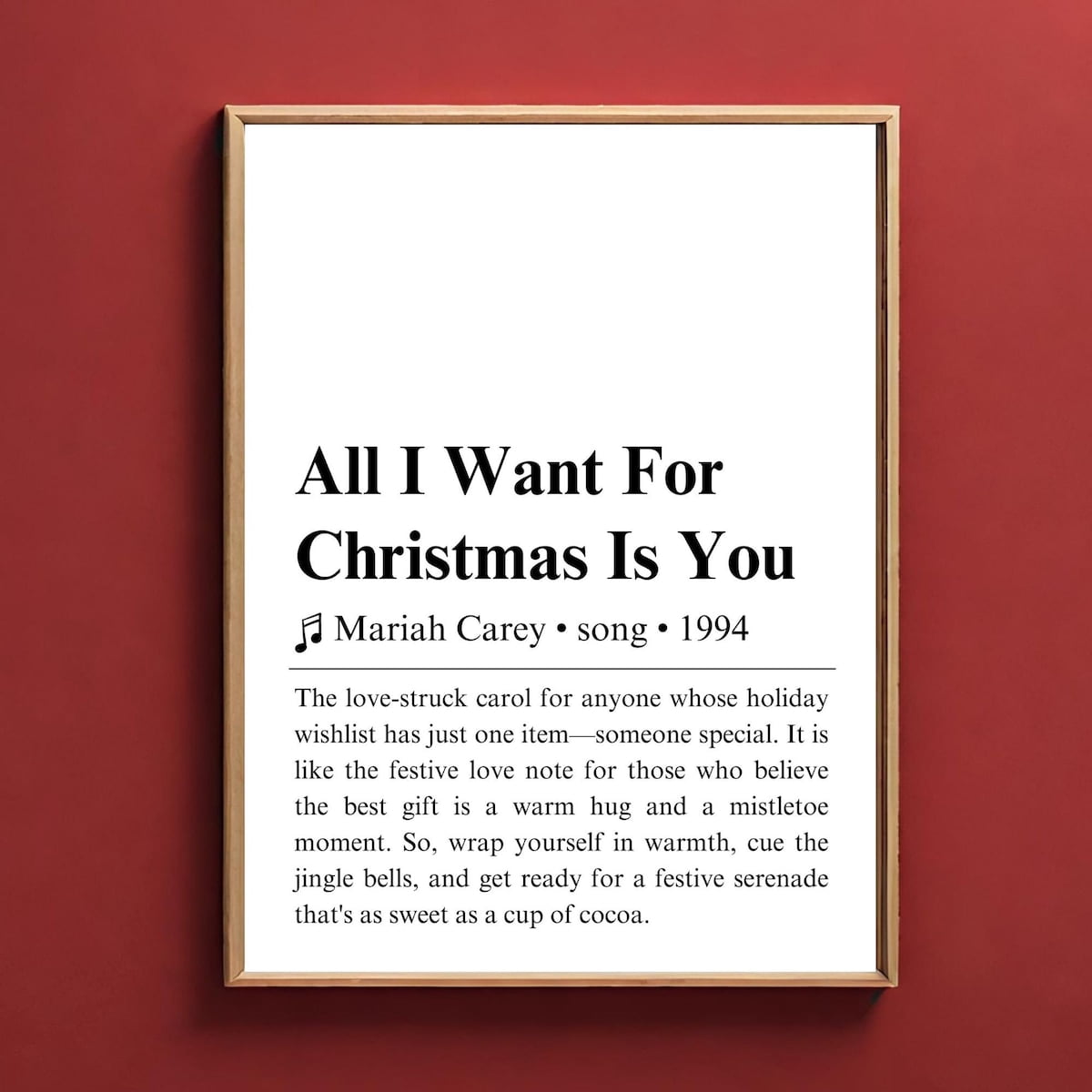 Zuno All I Want For Christmas Is You Definition Poster Printable ...