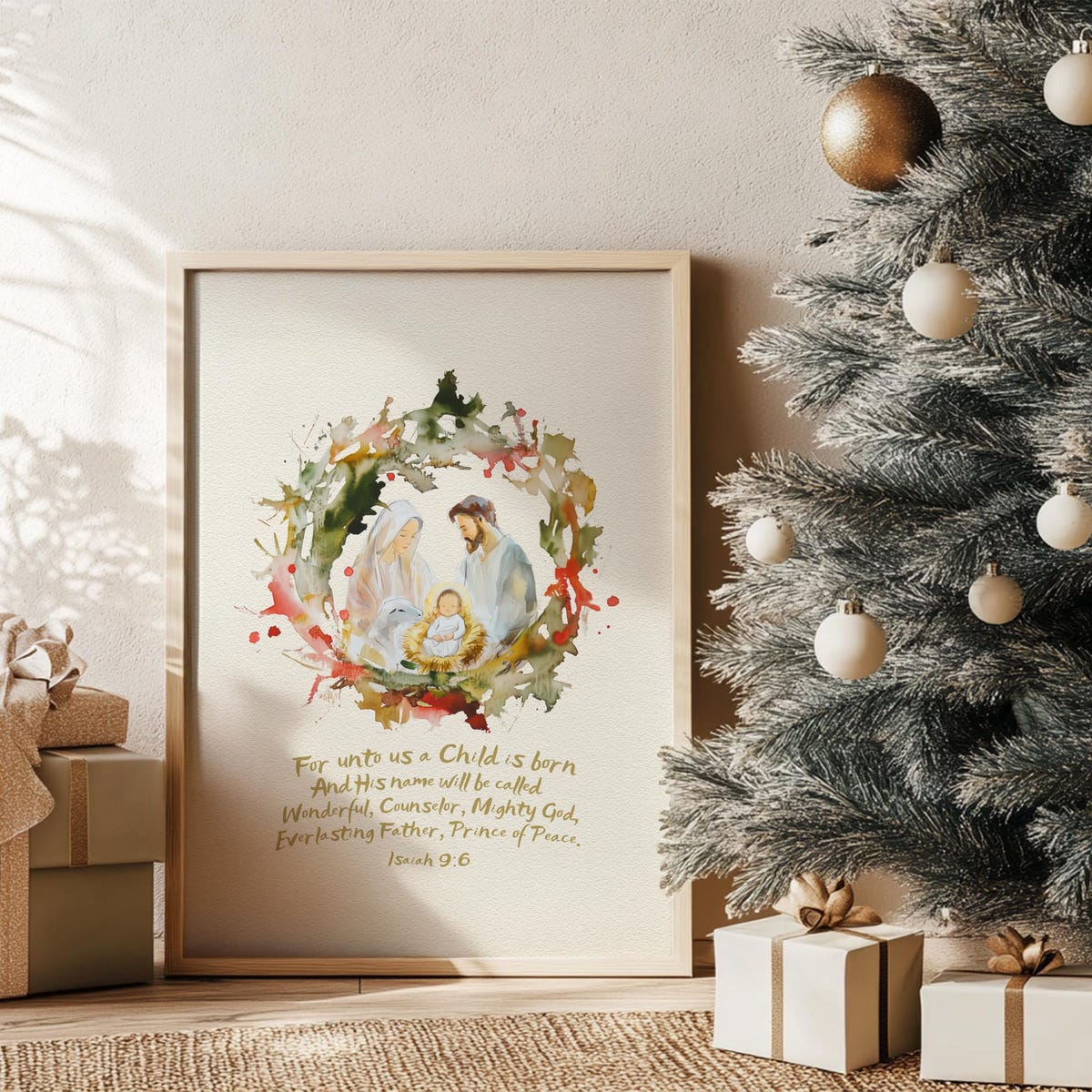 Zuno Isaiah 9V6 Immanuel God With Us Baby Jesus Manger Lamb Nativity ...