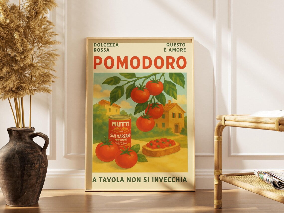 Zuno Italian Tomato Kitchen Poster – Retro Pomodoro Art Print, Vintage ...