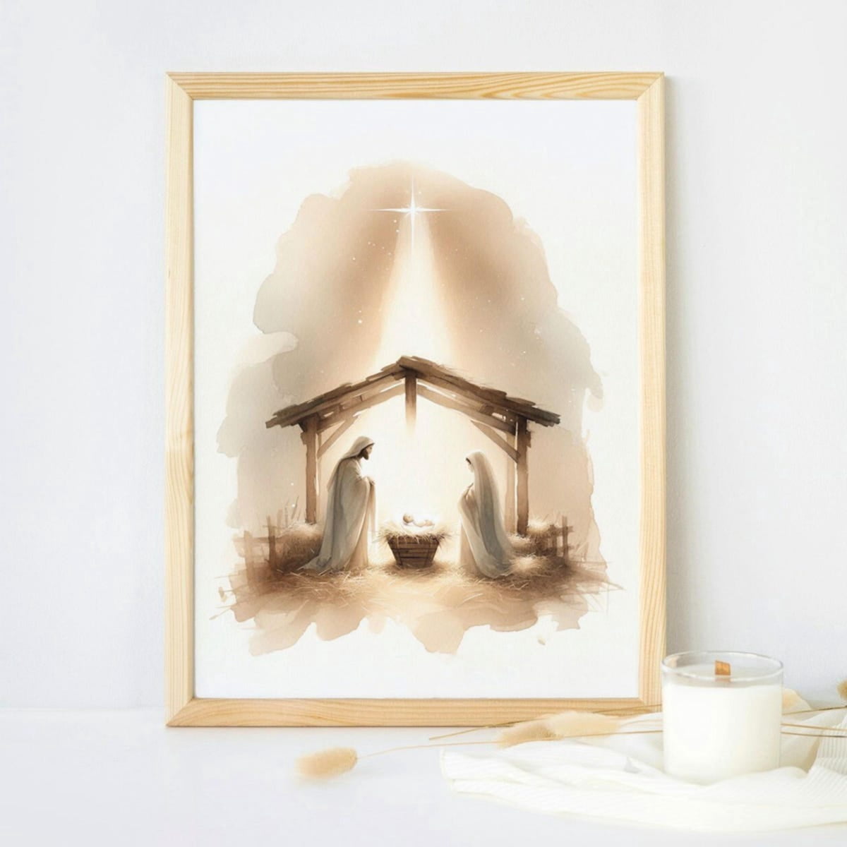 Zuno Nativity Scene Print, Christmas Nativity Printable Christian Wall ...