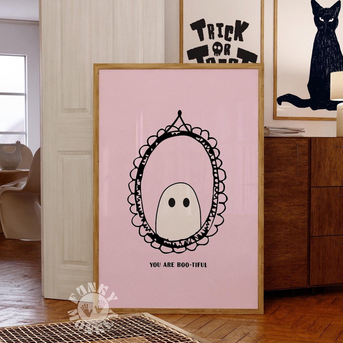 Zuno Pink Halloween Decor, You Are Bootiful Wall Art Print, Cute Ghost ...