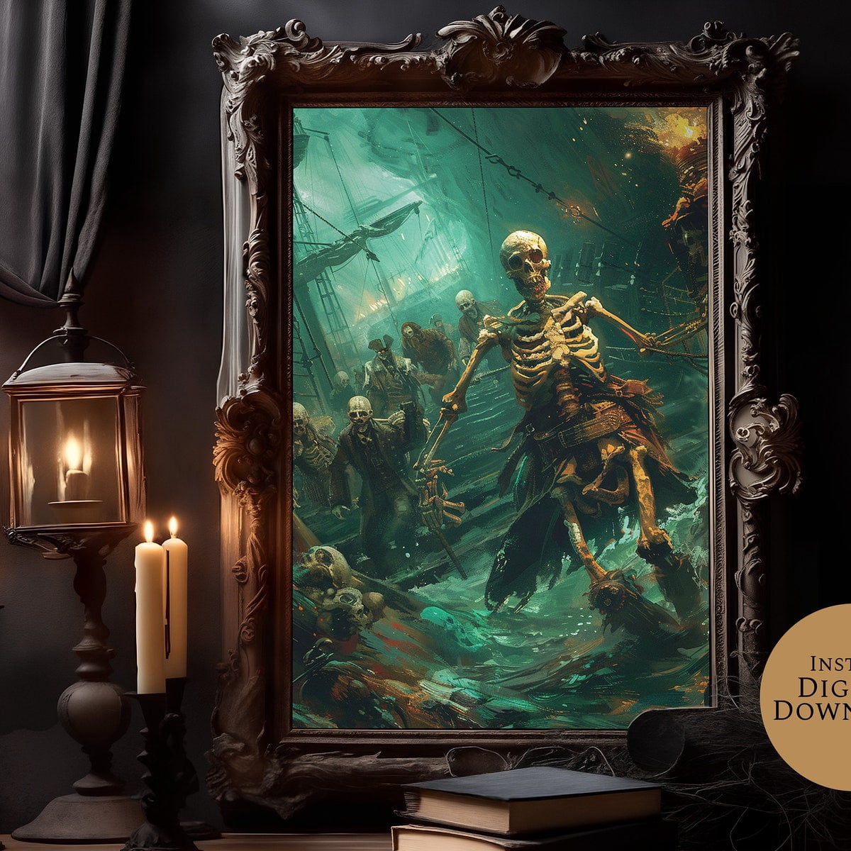 Zuno Pirate Skeleton Ship Crew Gothic Wall Decor Dark Wall Art Dark ...