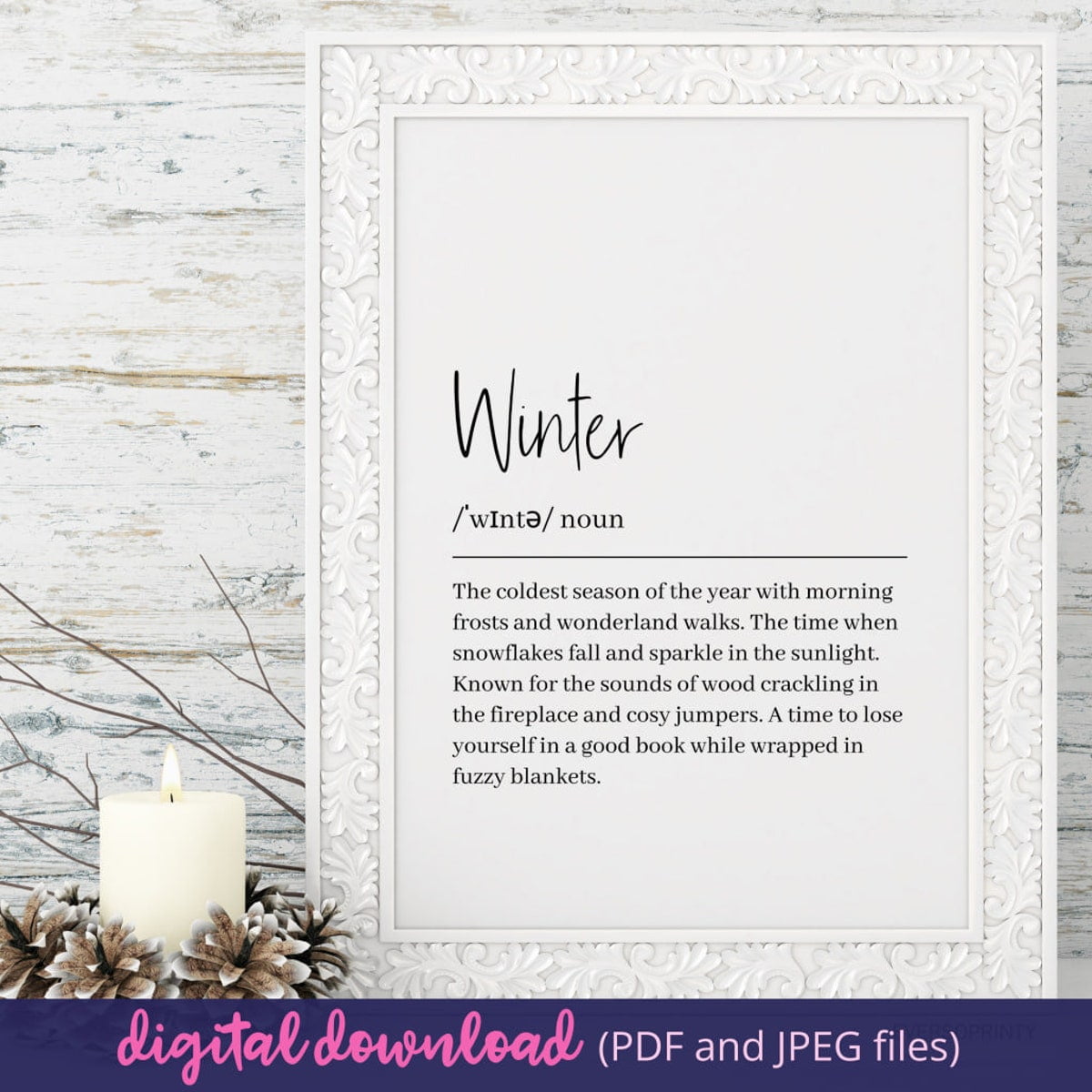 Zuno Printable Winter Definition Print, Hello Winter Poster, Christmas ...