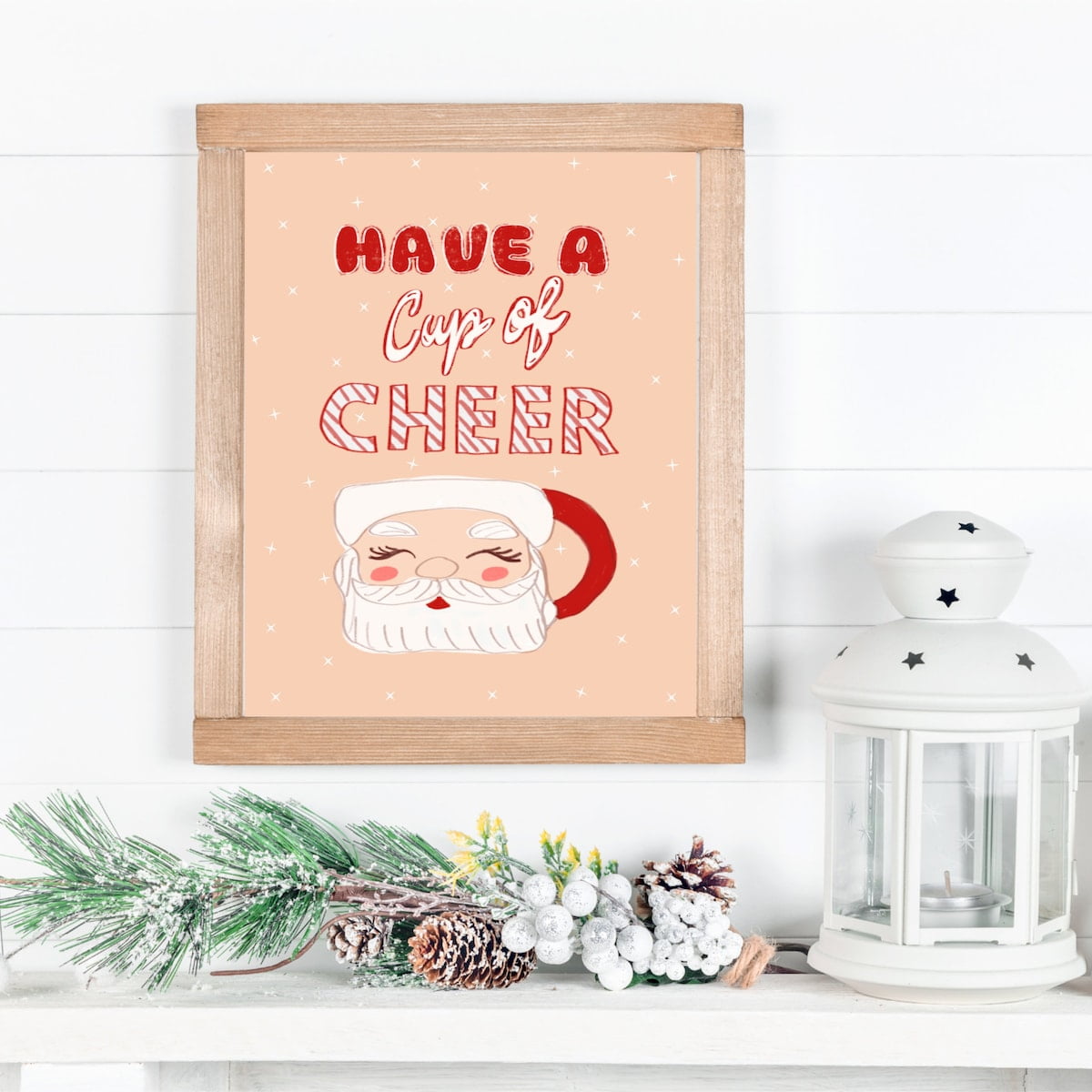Zuno Retro Christmas Poster, Pink Christmas Printable- Wall Art Print ...