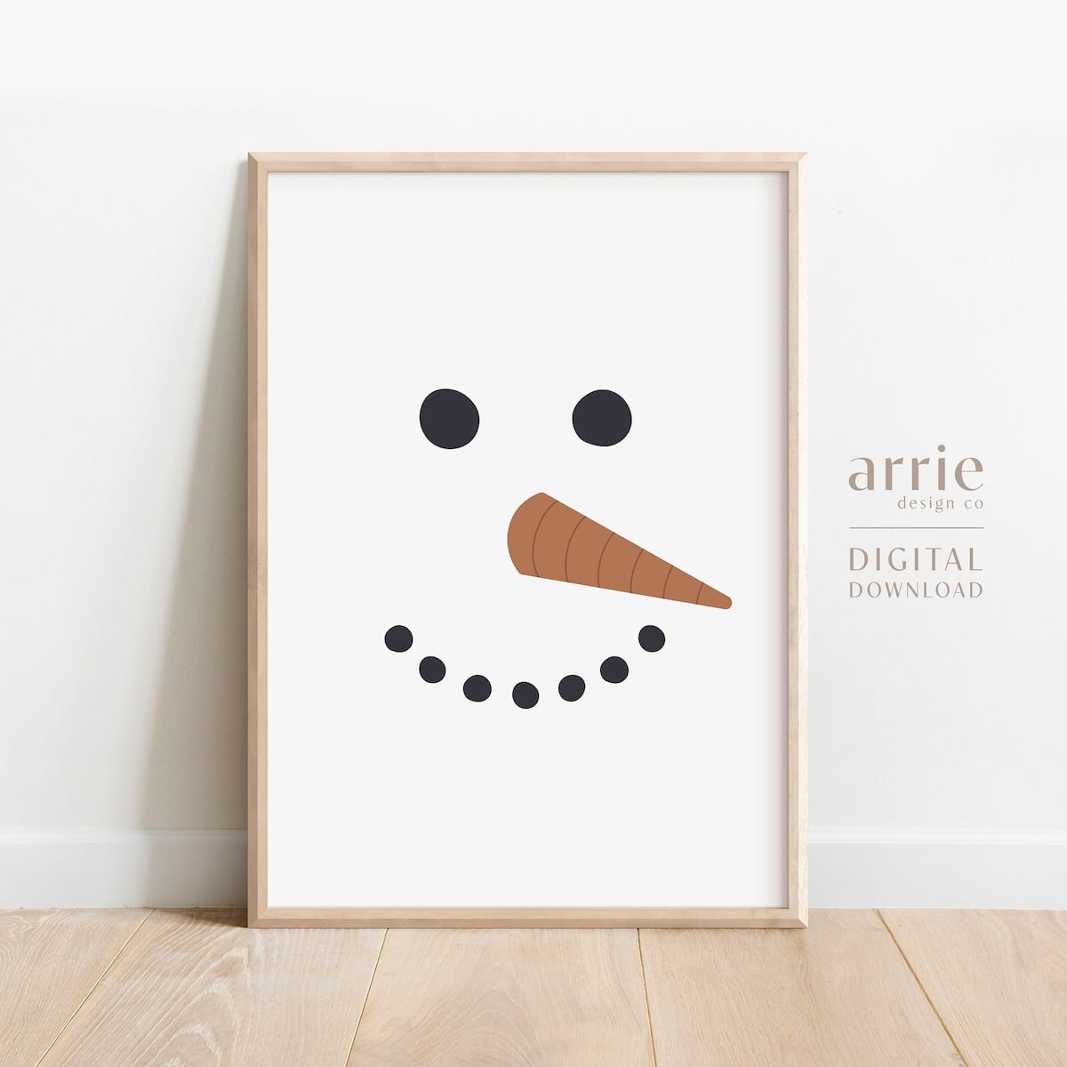 Zuno Snowman Wall Art Printable, Snowman Face Wall Art, Minimalist ...