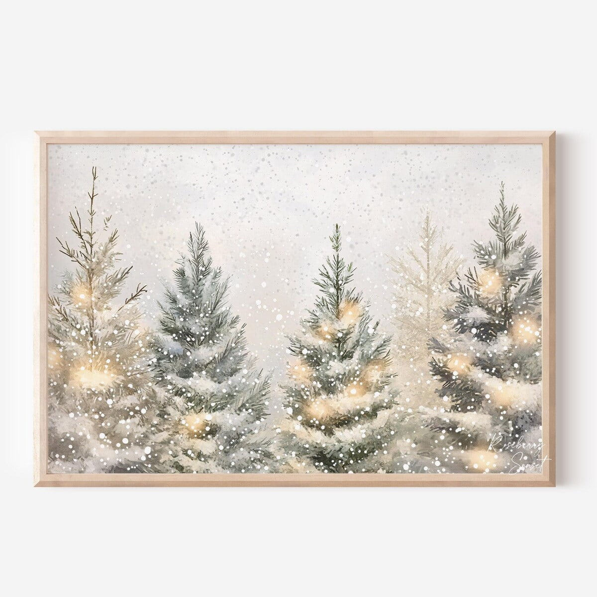Zuno Snowy Pine Trees Winter Landscape Art Print Christmas Tree Snowy ...