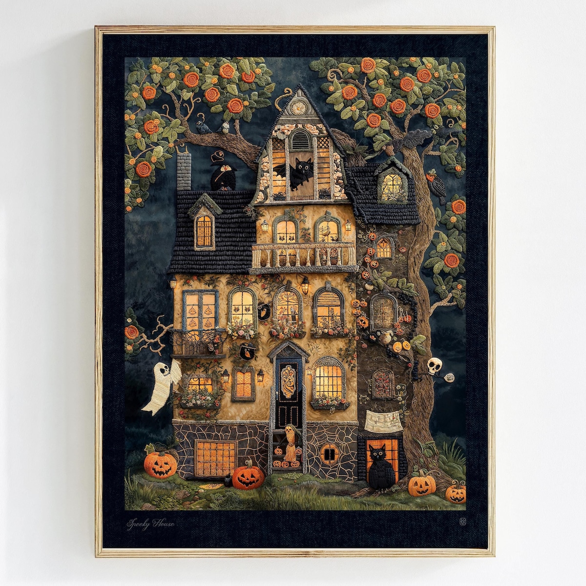 Zuno Spooky Haunted House Art Print, Victorian Halloween Poster ...