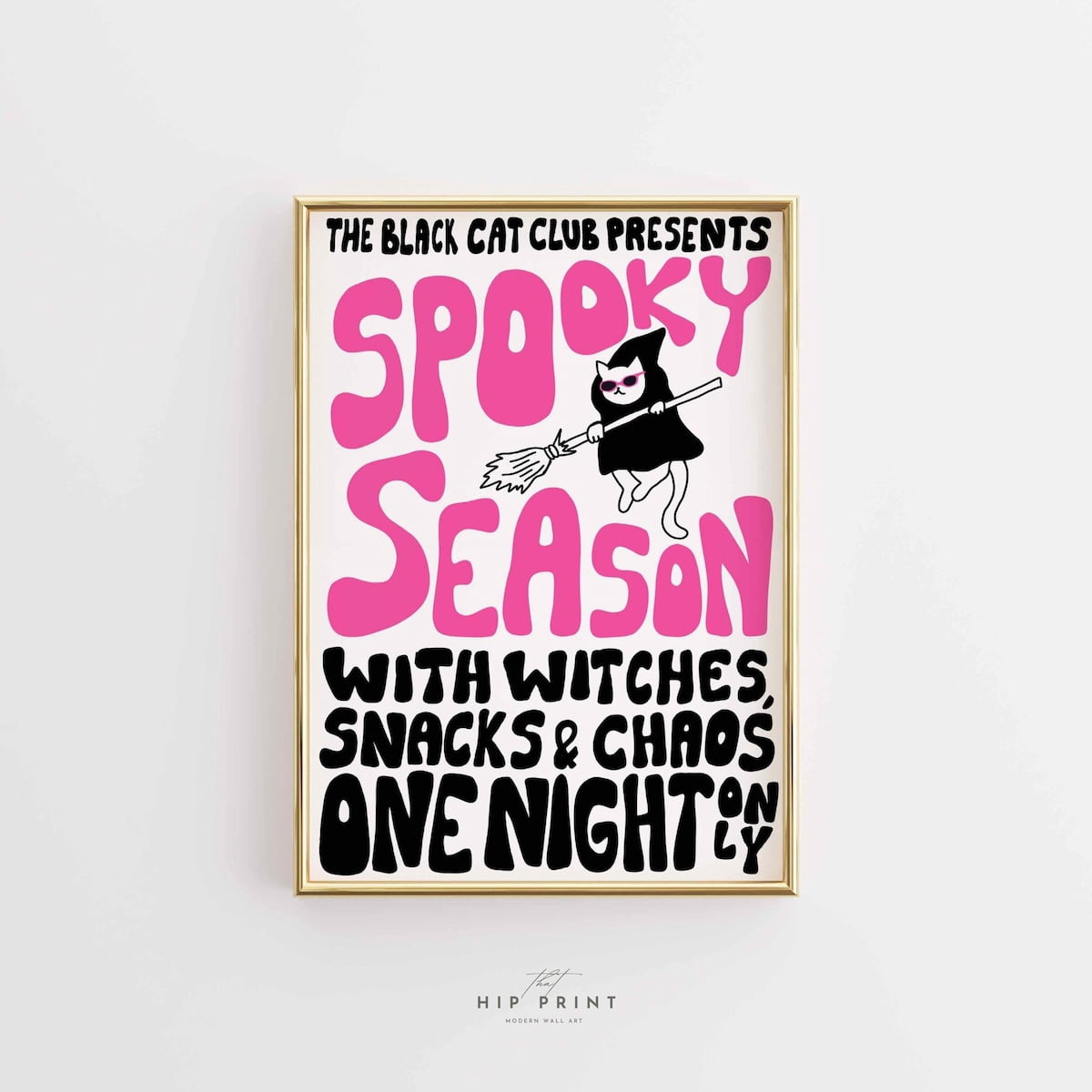Zuno Spooky Season Poster Halloween Print, Pink Preppy Wall Art, Witchy ...