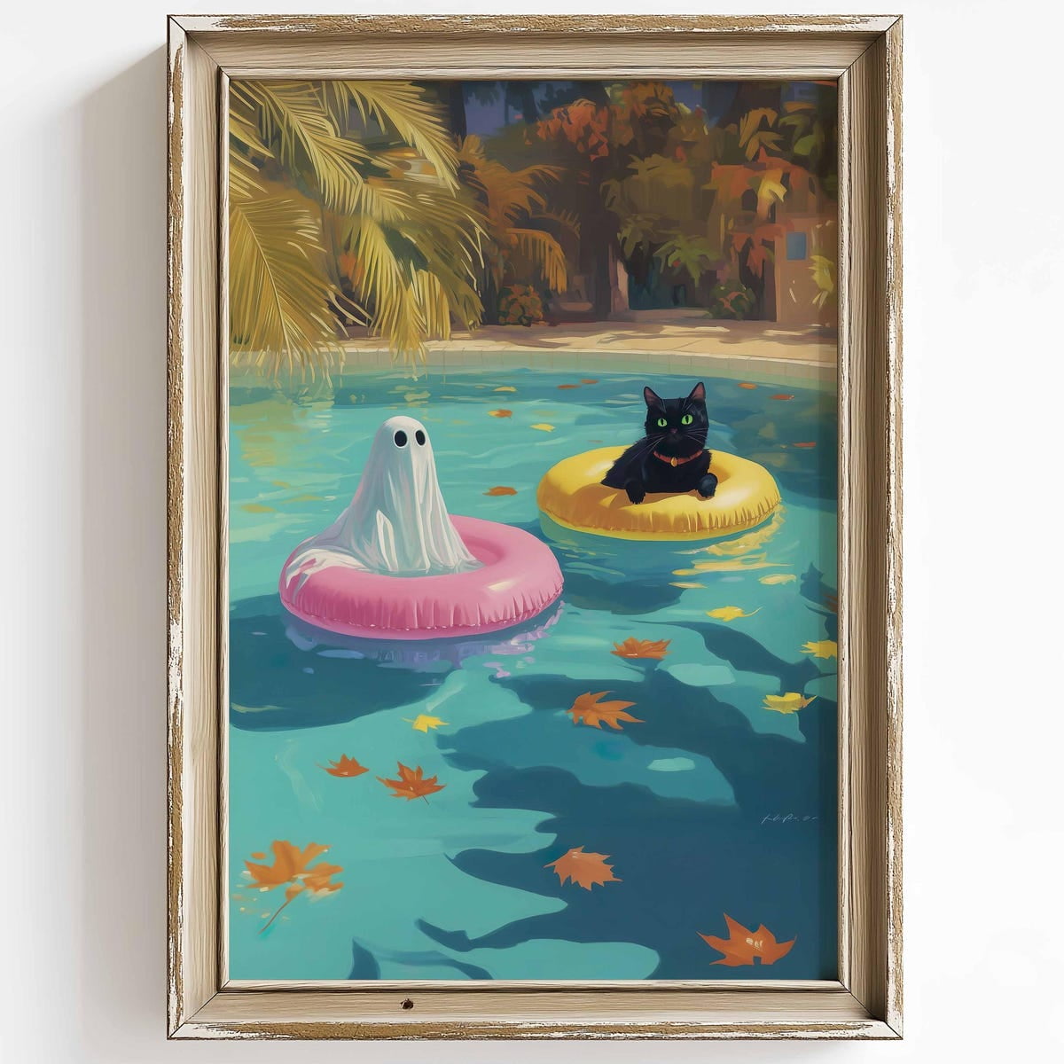 Zuno Summerween Cute Ghost Cat Pastel Printable Wall Art Gothic ...