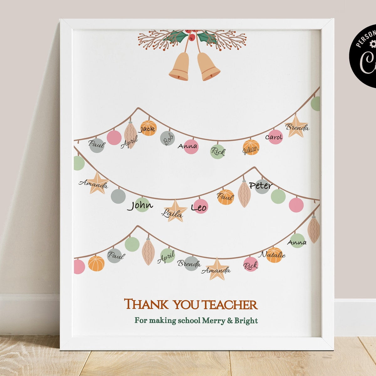 Zuno Thank You Teacher Appreciation Signature Poster, Christmas ...