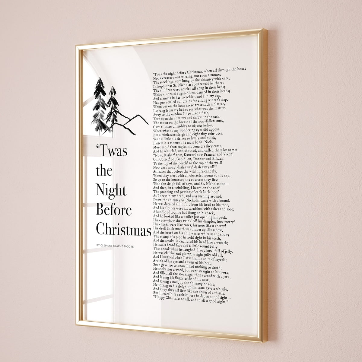Zuno Twas The Night Before Christmas Poem Wall Art For Kids Room ...