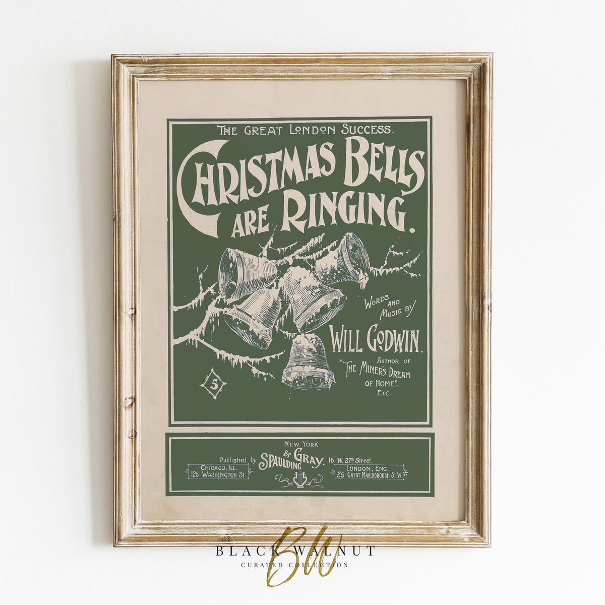 Zuno Vintage Christmas Poster, Green Farmhouse Printable Wall Art ...