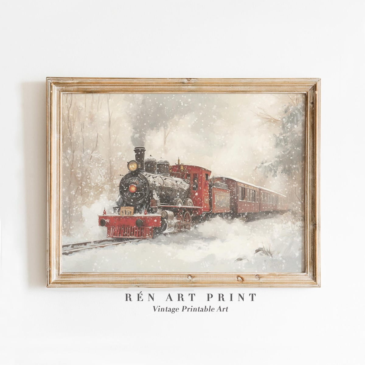 Zuno Vintage Christmas Train Print Winter Holiday Wall Art Farmhouse ...