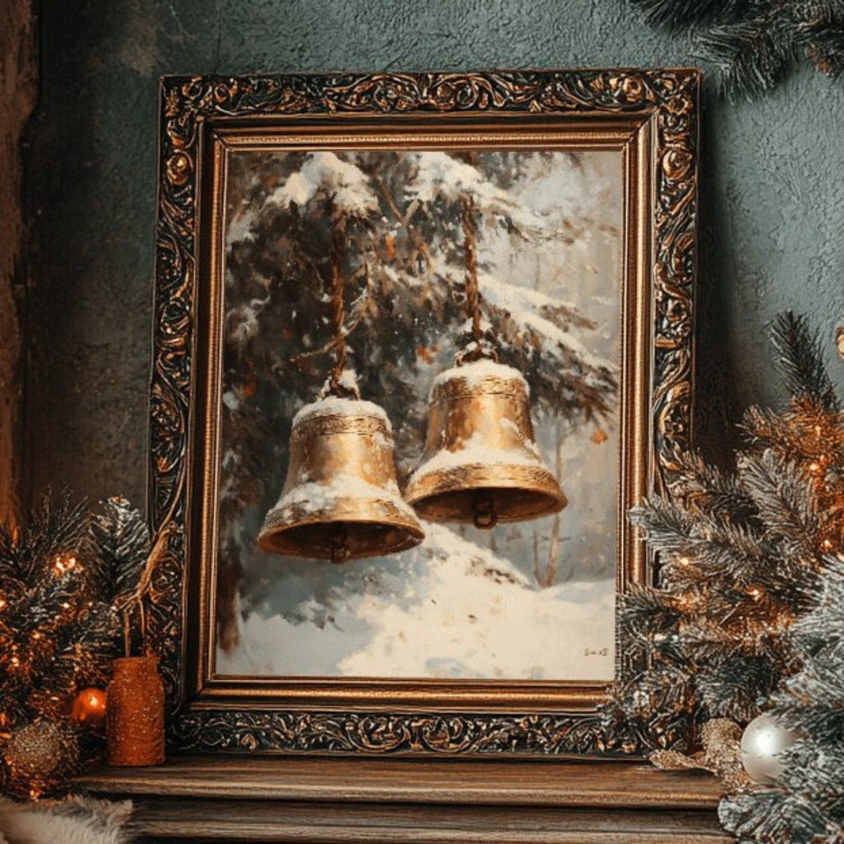 Zuno Vintage Jingle Bells Print, Jingle Bells Are Ringing Poster, Christmas Home Decor, Winter ...