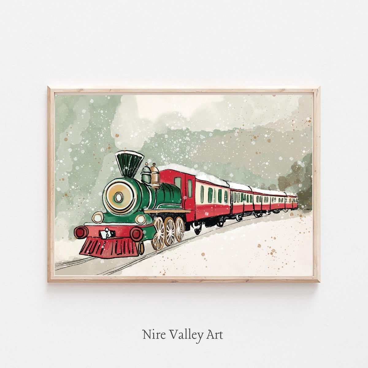Zuno Vintage Train Art Print - Classic Christmas Decor, Holiday Wall ...