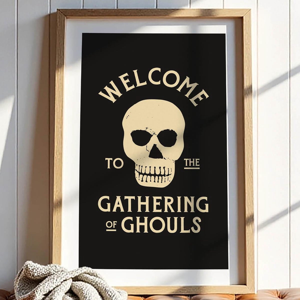 Zuno Welcome Skull Print Retro Halloween Art Ghouls Poster Fall Kitchen ...
