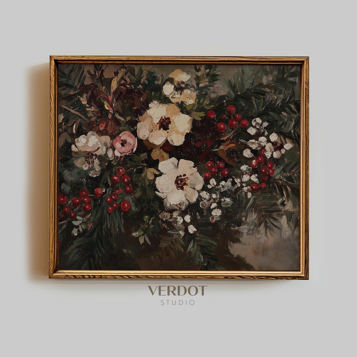 Zuno Winter Flower Print Christmas Decor, Vintage Printable Wall Art ...