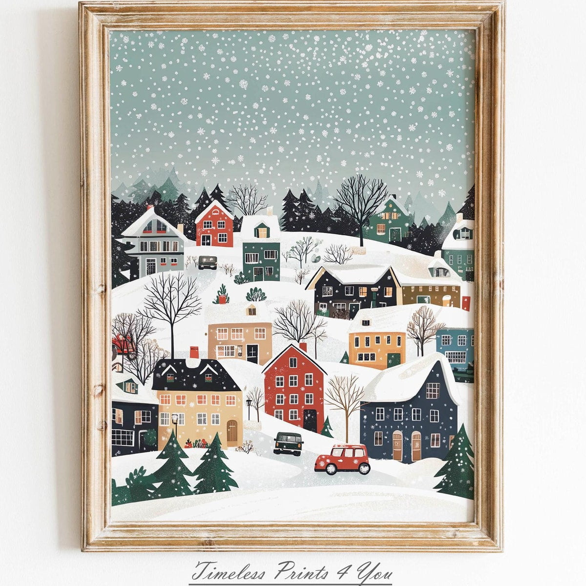 Zuno Winter Village , Christmas Village Print, Winter Scene Print ...