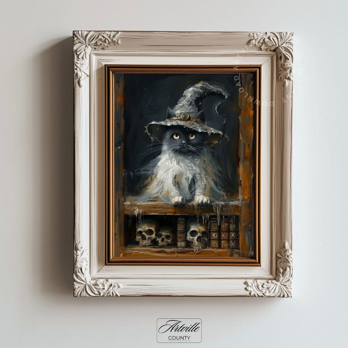 Zuno Witchy Cat Halloween Poster, Whimsigoth Black Cat Wall Art, Dark ...