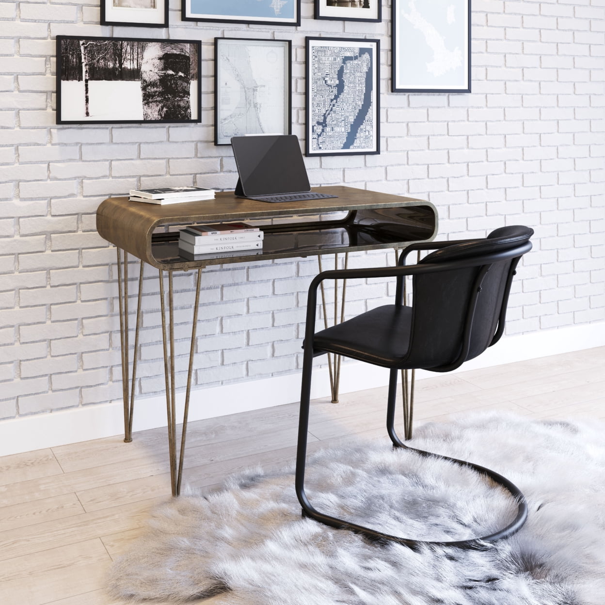 Zuo Modern Xander Desk Antique Gold - Walmart.com