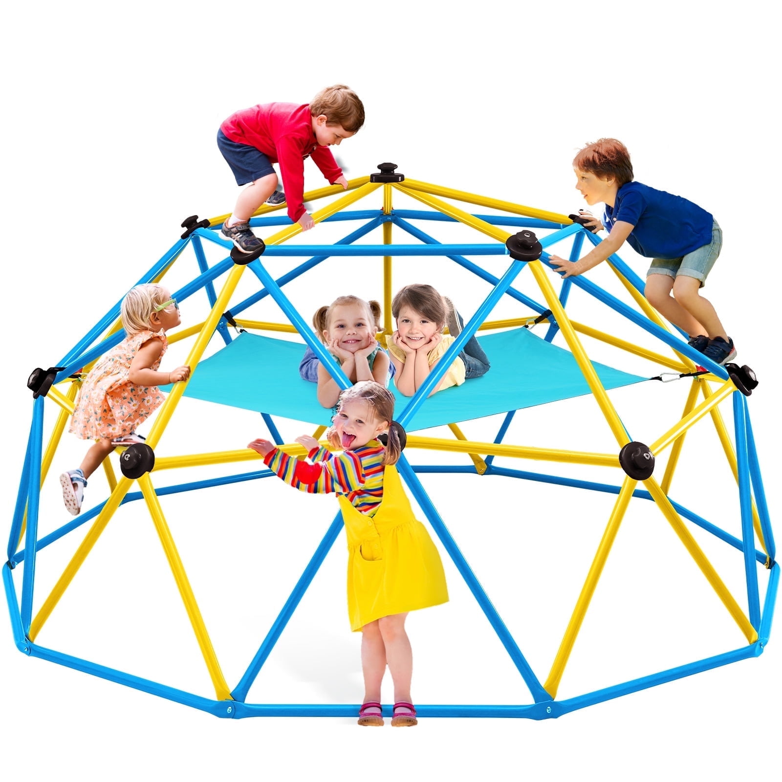 Zupapa 10FT Outdoor Playground Dome Climber with Hammock, Monkey Bar ...