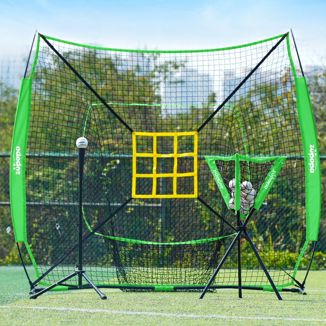 Zupapa Baseball Softball Practice Combo - 7 X 7 Feet Net Tee Caddy 12 ...