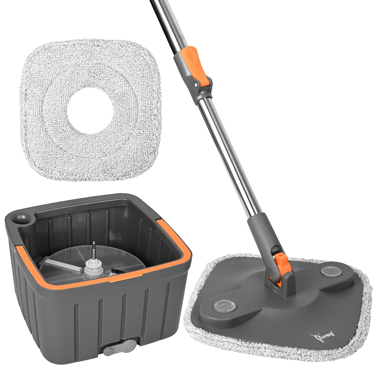 Zureni Wet and Dry Bucket Mop Set 360 Rotating Square MopHead with ...