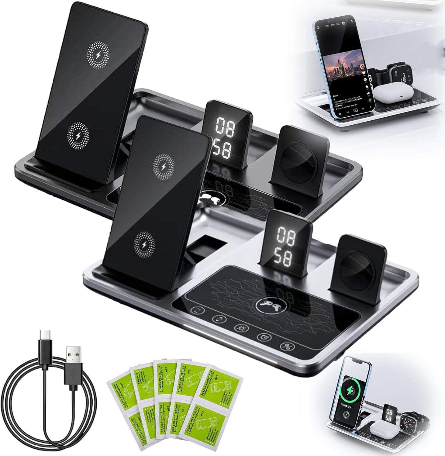 Zureze Station,Universal 4 in 1 Wireless Charging Dock,Zureze Universal ...