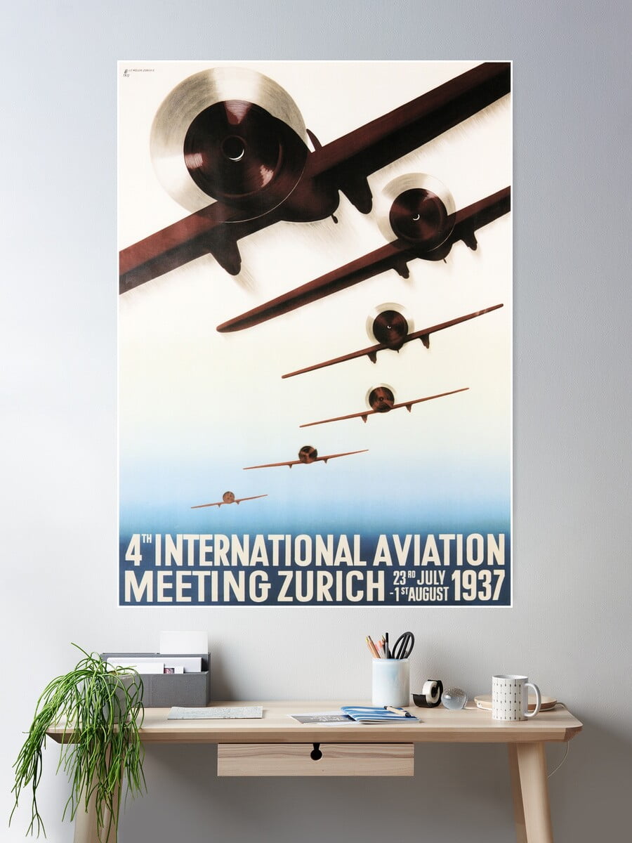 Zurich International Aviation Meet Advertisement Vintage Airplane ...