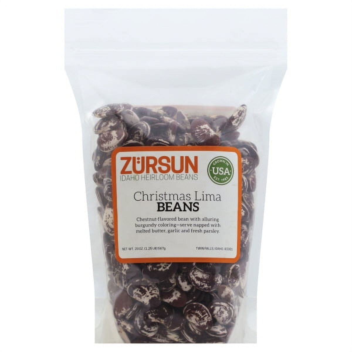 Zursun Heirloom Christmas Lima Beans, 20 Ounce, Dried Seasoned, Protein ...