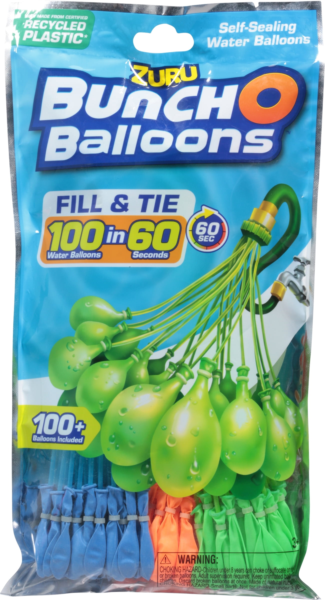 Zuru Bunch O Balloons, 3 Bunches Water Balloons, Self-Sealing, Fast ...