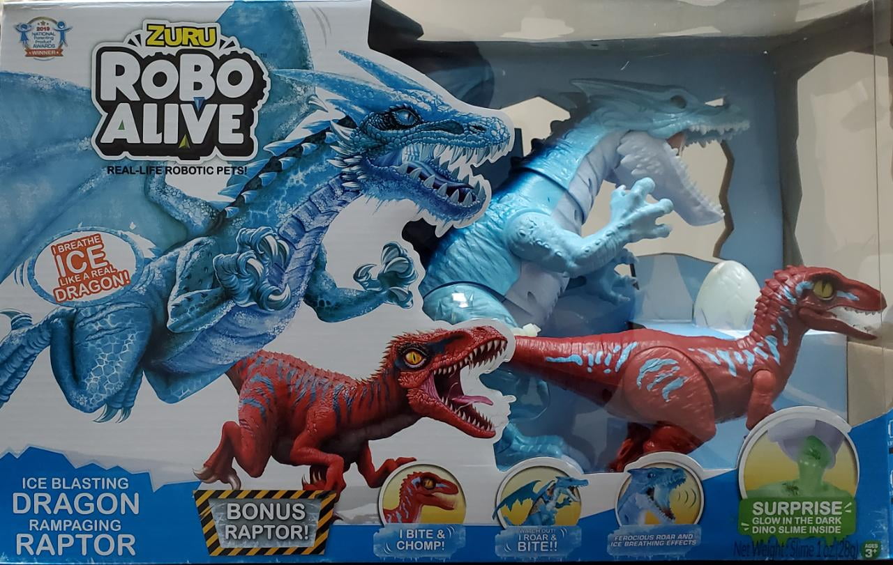 Zuru Robo Alive Ice Blasting Dragon & Rapid-Speed Rampaging Raptor Set ...