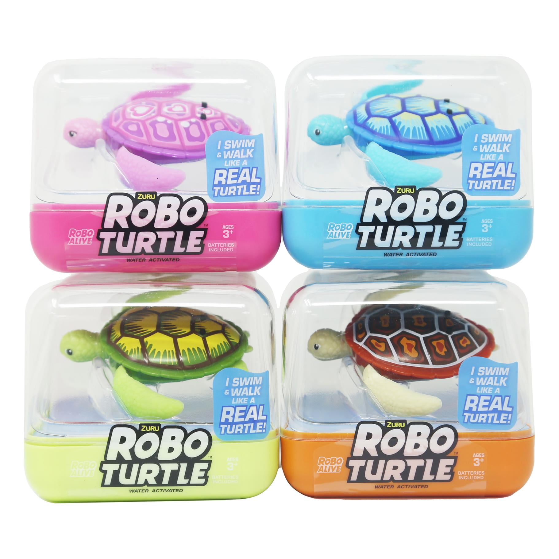 Zuru Robo Turtle 4 Pack Blue Green Orange Pink Robo Alive Water ...