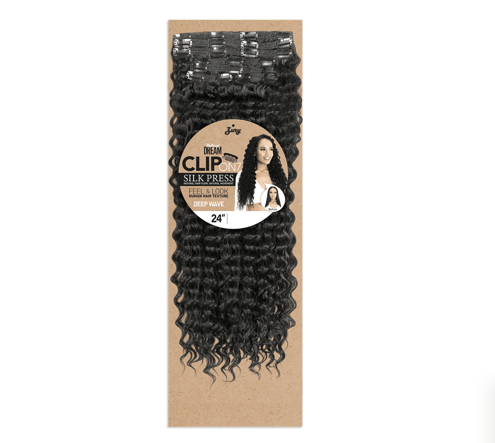 Zury Natural Dream Clip On Hair Extensions Deep Wave 24", color natural ...