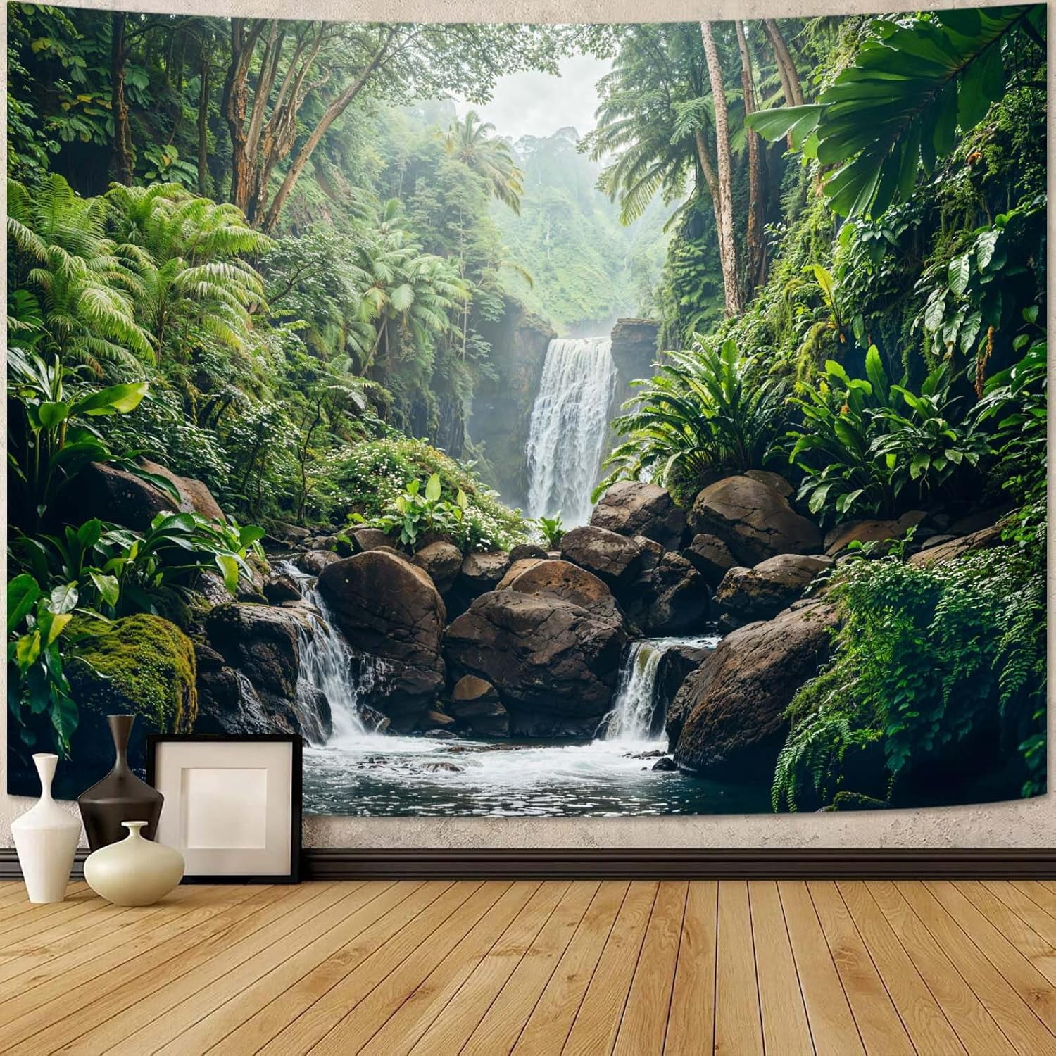 Zussun Nature Forest Tapestry Green Rainforest Tree Wall Tapestry for ...
