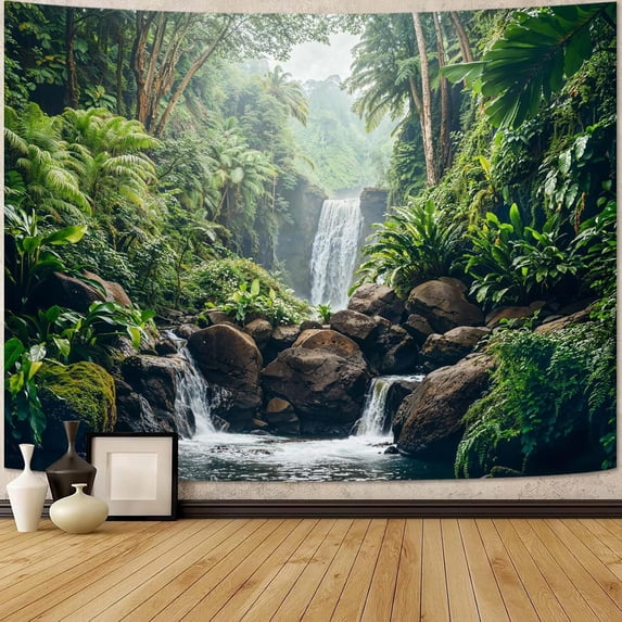 Zussun Nature Forest Tapestry Green Rainforest Tree Wall Tapestry for ...