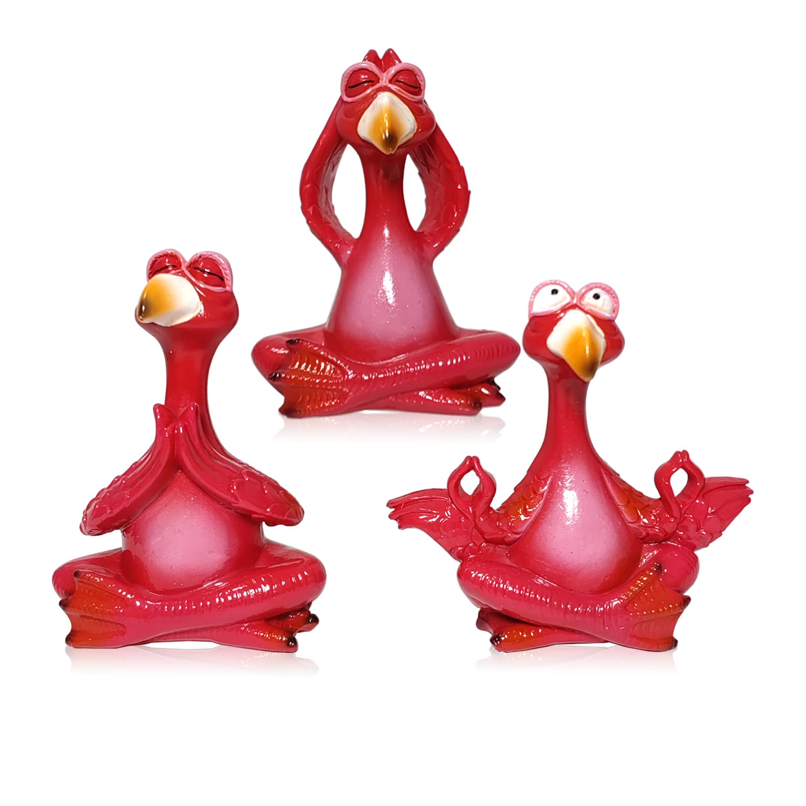 Zuuics Mini Yoga Flamingo Set, 4-Inch Resin Flamingos Statue for Home ...
