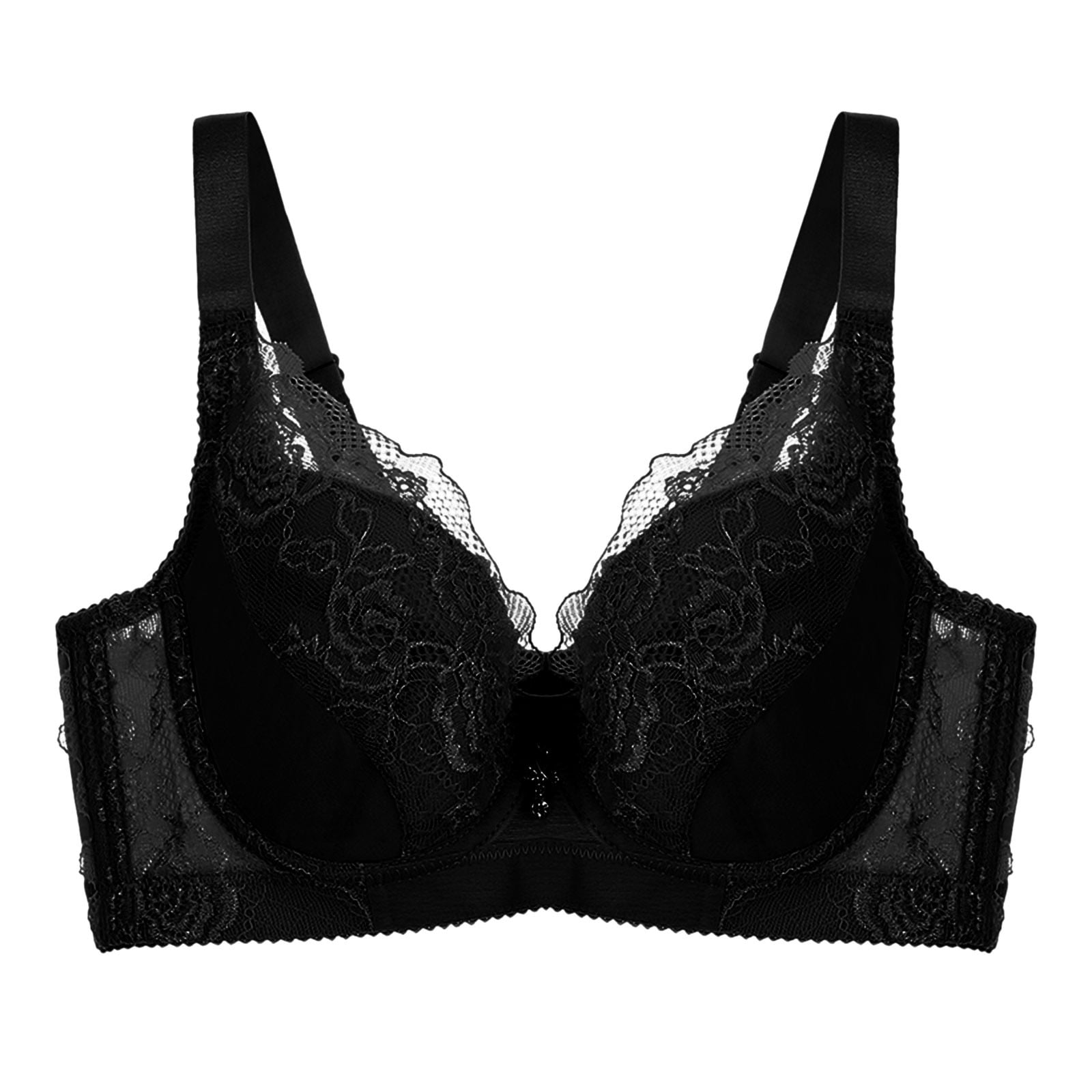 Zuwimk Bras For Women Full Coverage,Women's Flower Underwire Bra Black ...
