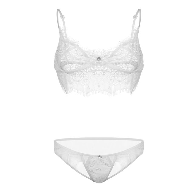 Zuwimk Womens Lingerie Set Womens 2 Piece Appliques Tanga Mesh