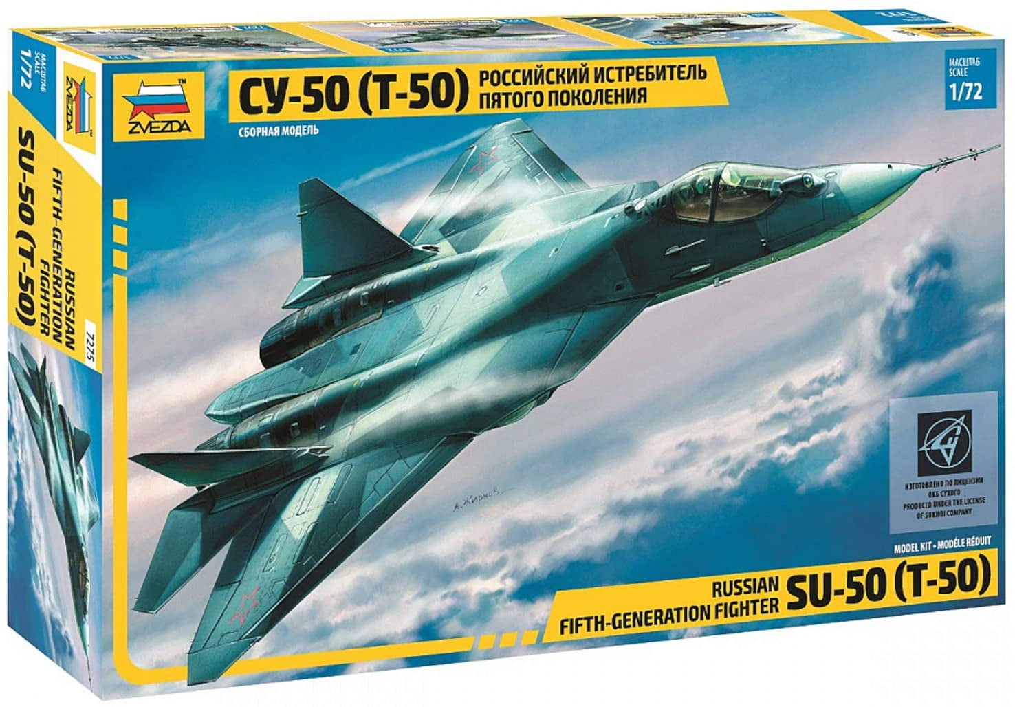 zvezda 7275 - russian fifth-generation fighter sukhoi su-50 (t-50) - plastic model kit scale 1/ ...