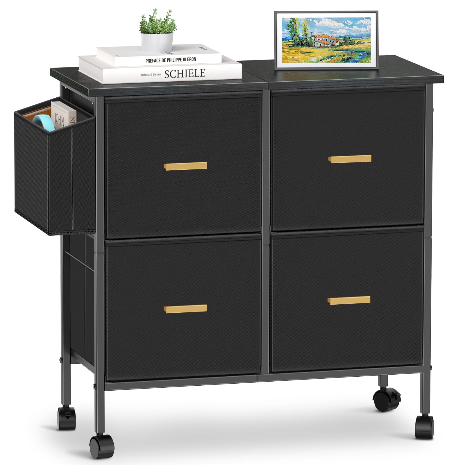 Zvivofla Storage Organizer with 4 Fabric Drawers, Mobile Drawers Chest ...