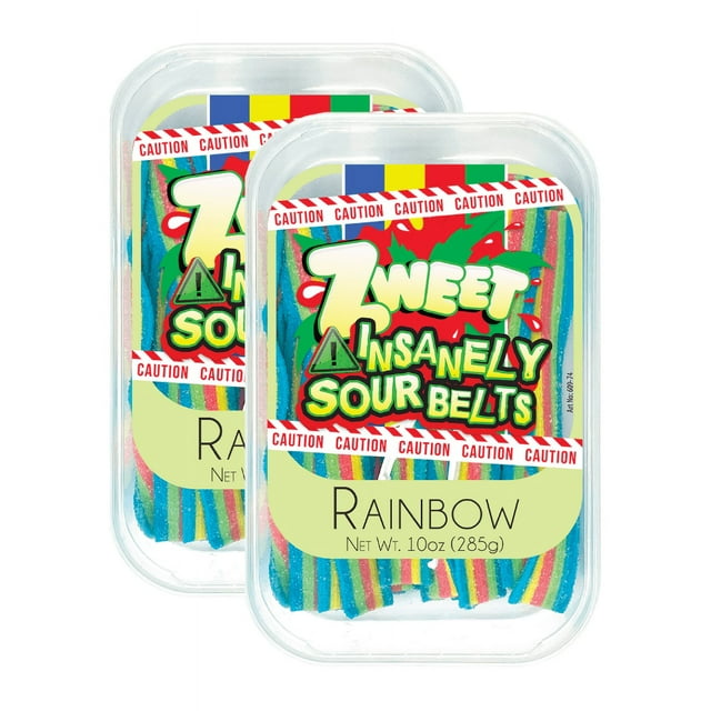 Zweet Sour Belts, EXTREME SOUR Chewy Candy Strips, Rainbow, 10oz, 2 ...