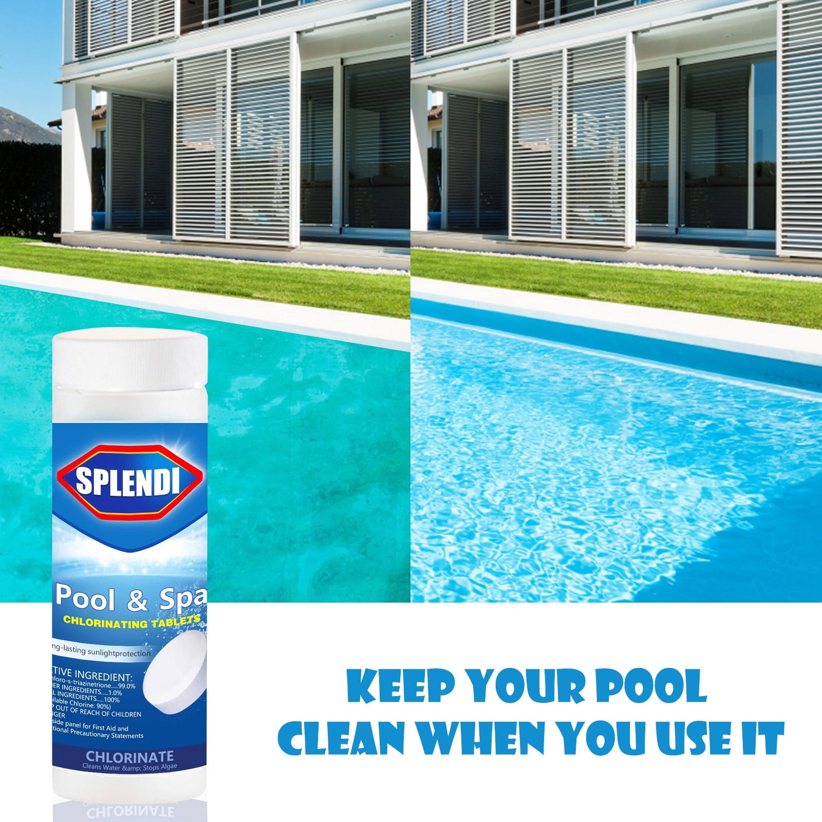 Zwidao 200pc Swimming Pool Clorox Tablets: Guarantees a Clean, Safe ...