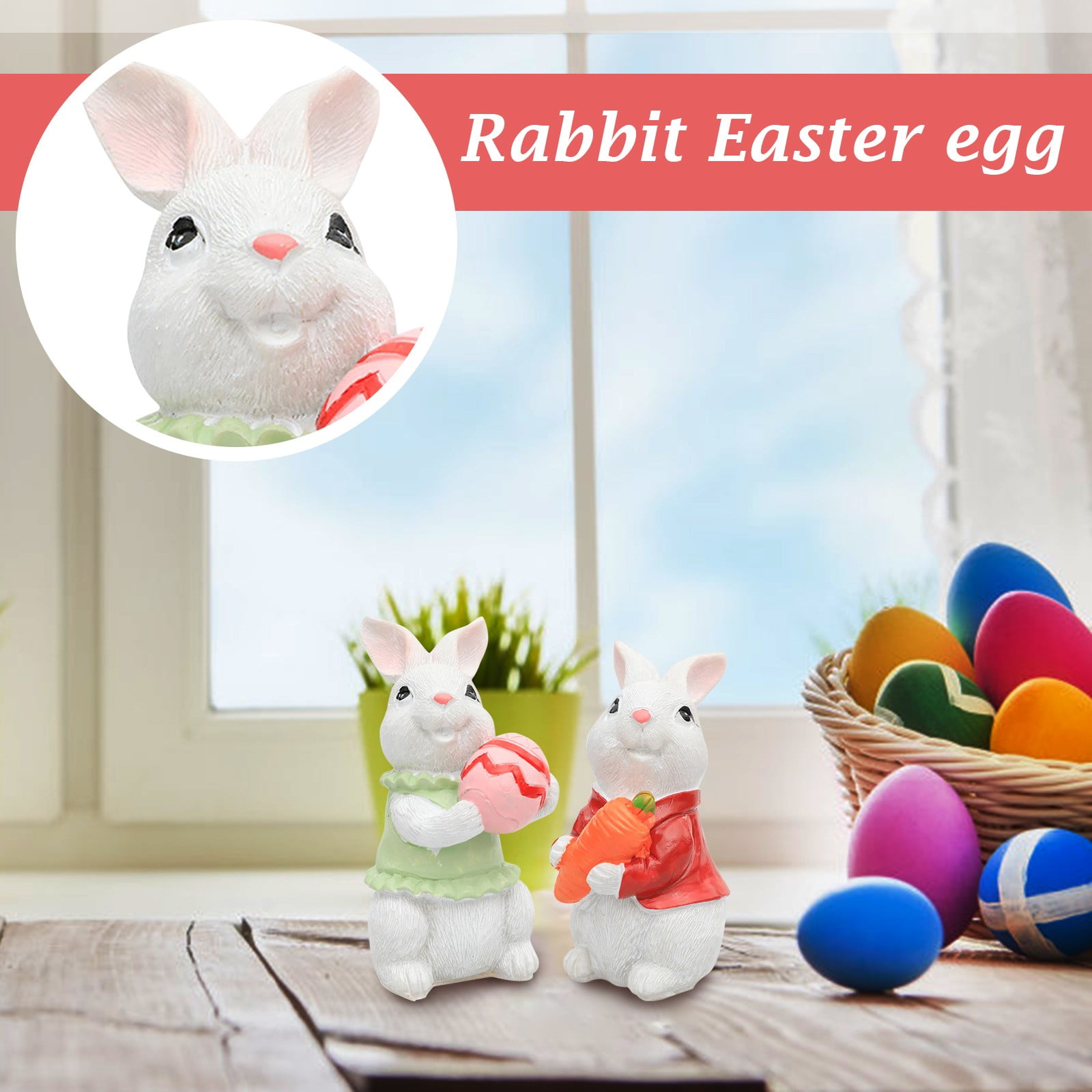 Zwidao Easter Bunny,2Pcs Miniature Bunnies Decor Figurine Easter Carrot ...