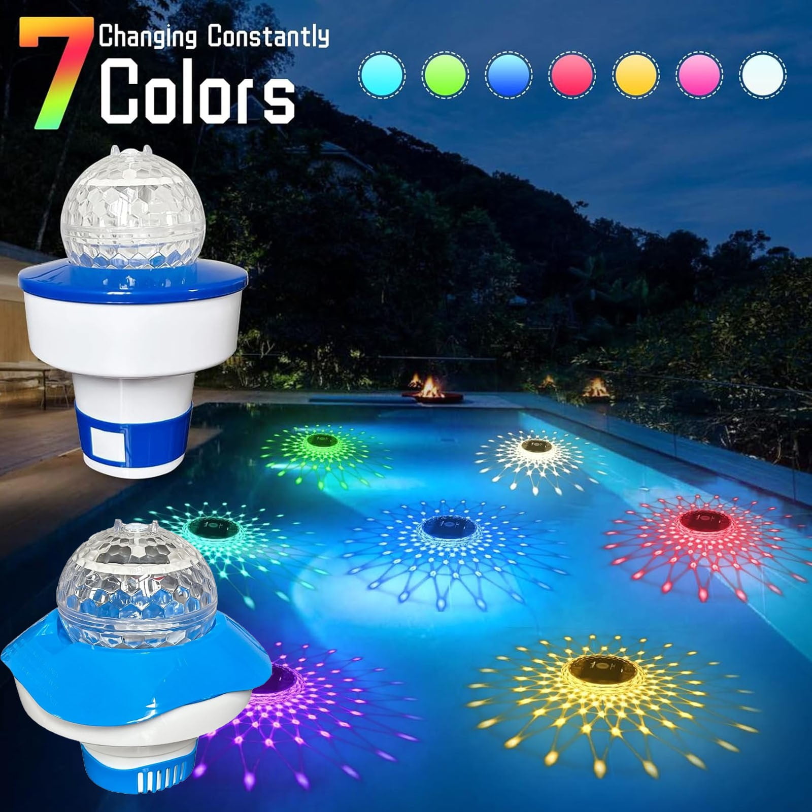 Zwidao Floating Pool Lights 2Pc Floating Dispenser Solar Pool Lighting ...