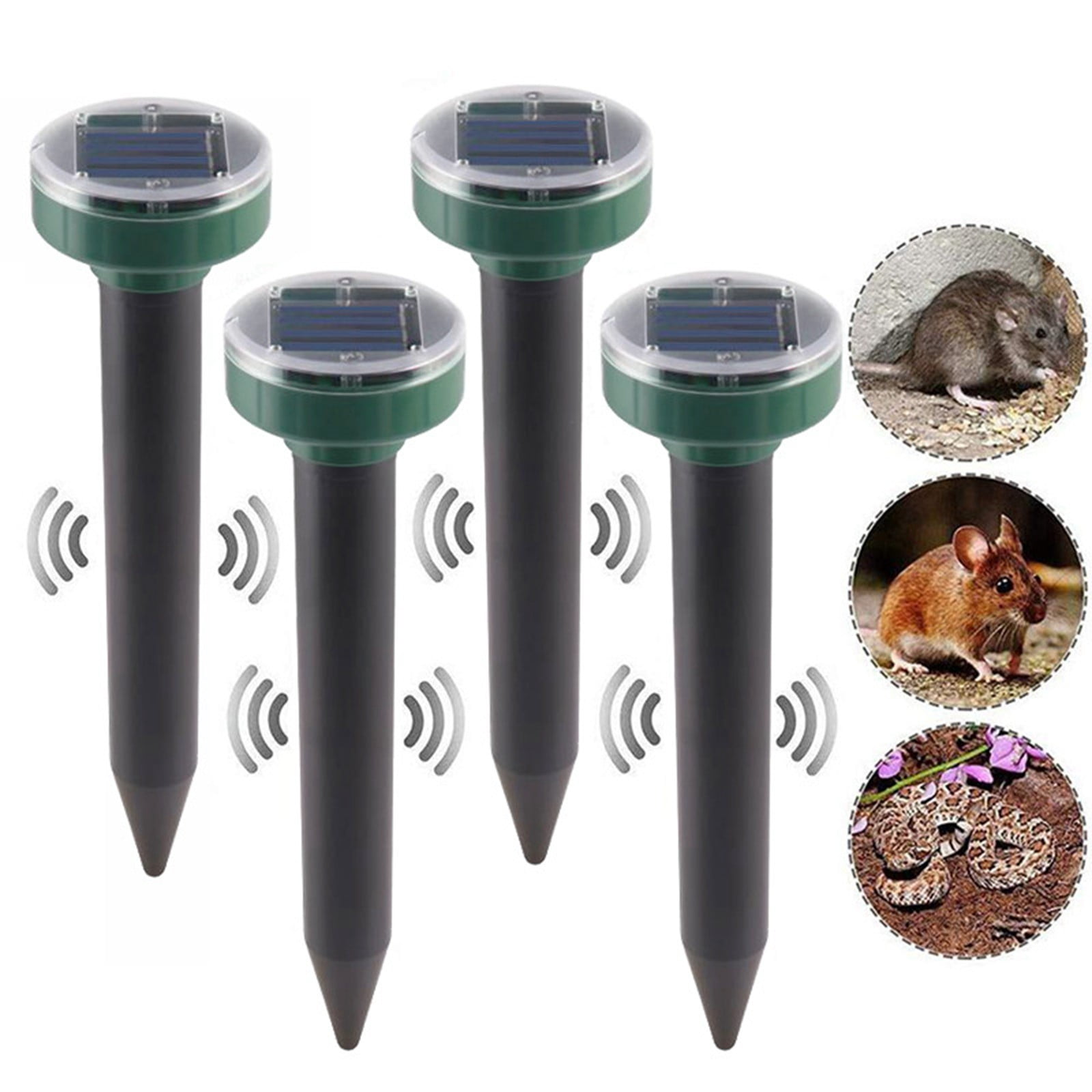 Zwidao Pack of 4 Solar Mole Repellent Sonic Gopher Repellent Vole ...