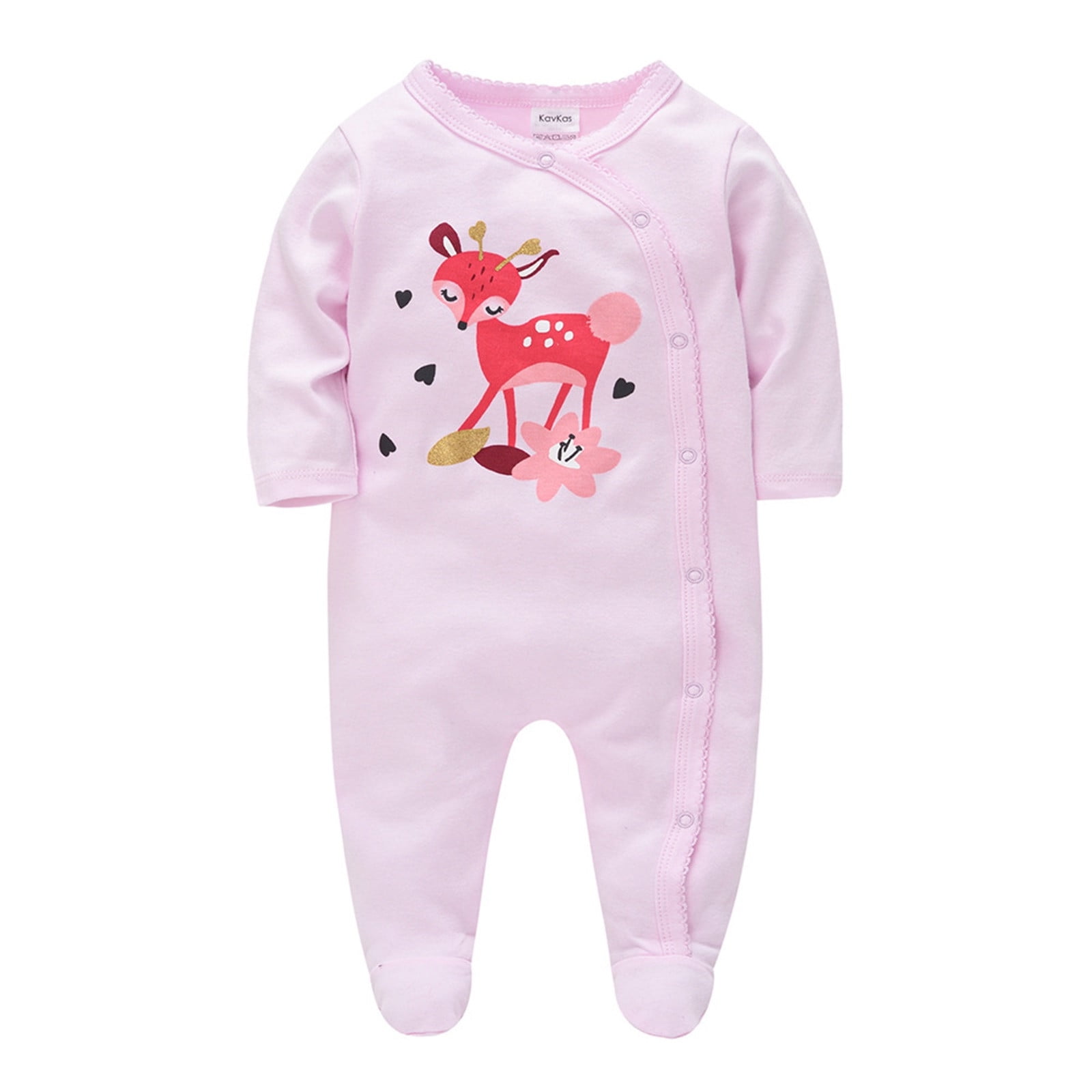 Zwiiyzr 0-1T Unisex Baby Girls Boys Long Sleeve Button Onesie Solid ...