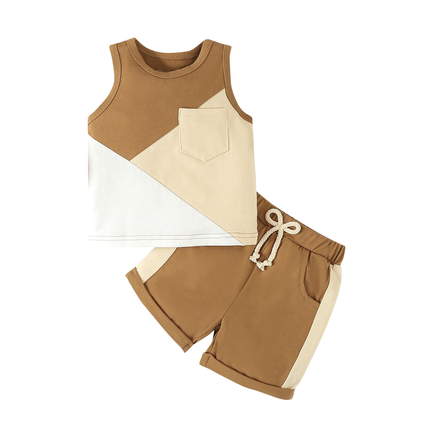 Zwiiyzr 2025 0-3T Infant Baby Boy Summer Clothes Color Block Sleeveless Tank Tops & Shorts 2 ...