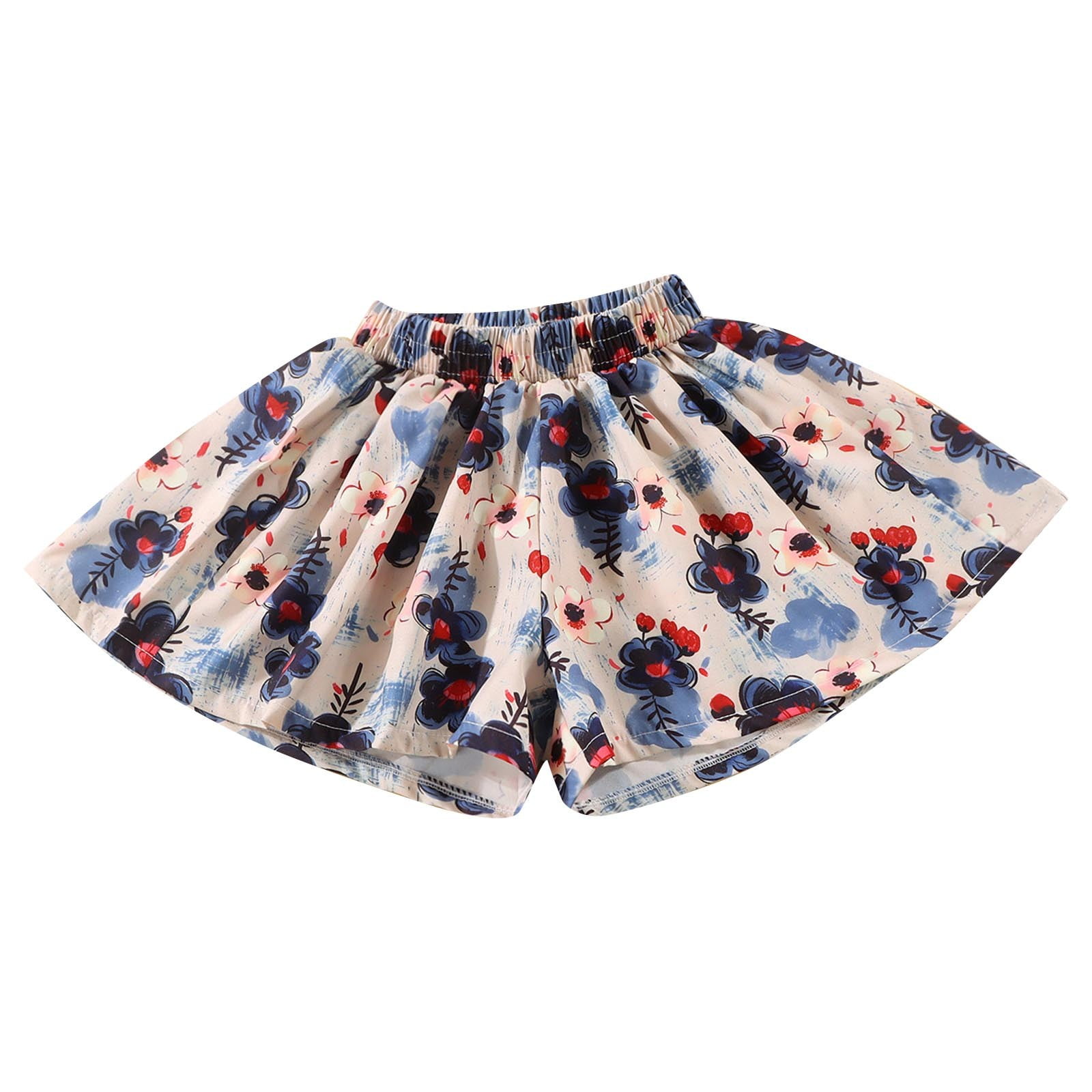 Zwiiyzr 2025 1-12Y Toddler Girls Floral Pleated Skirt-Like Shorts Flowy ...