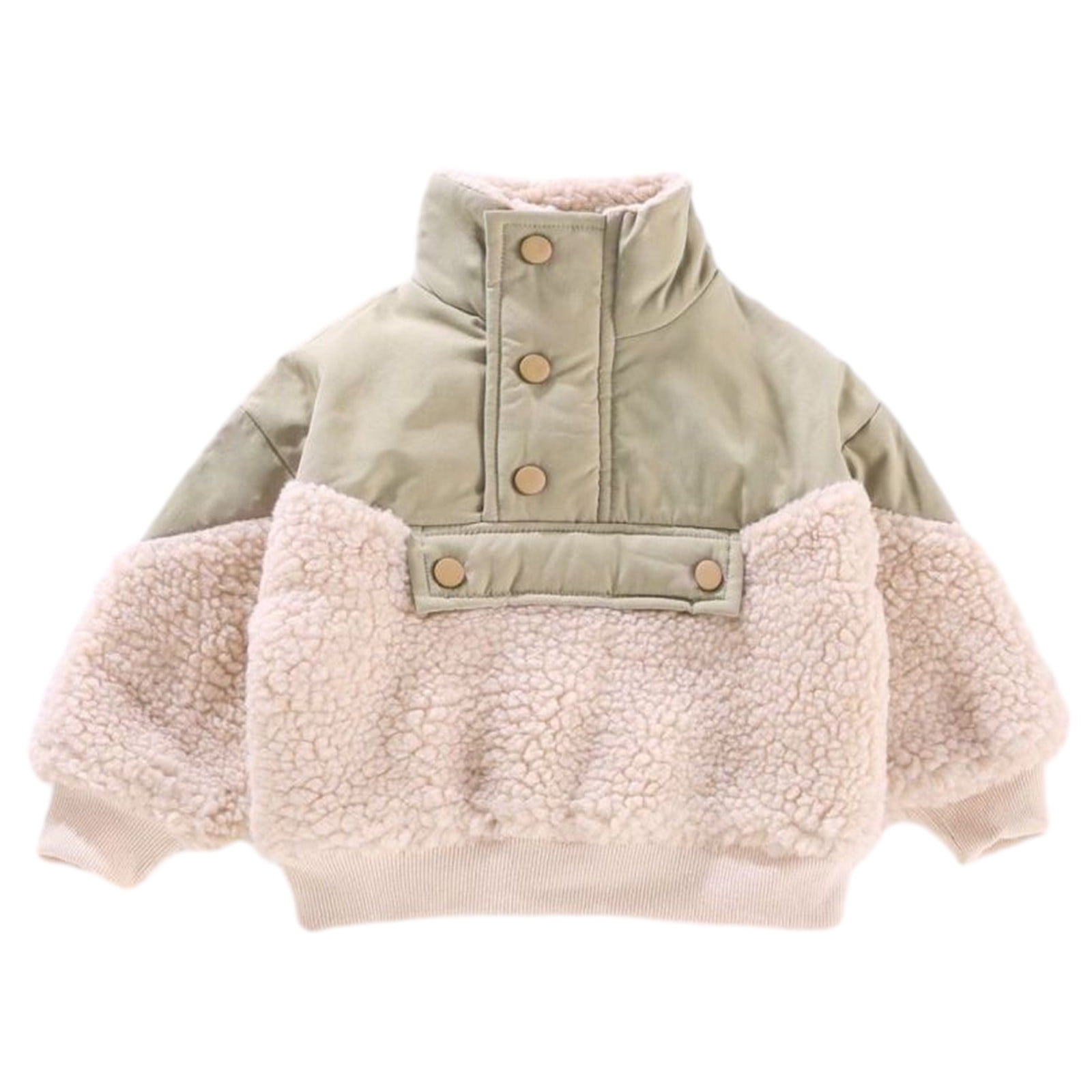 Zwiiyzr 2024 1-8Y Baby Little Girls Fleece Sherpa Coat Patchwork Stand ...